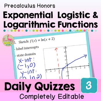 Exponential And Logarithmic Functions Daily Quizzes Unit TPT