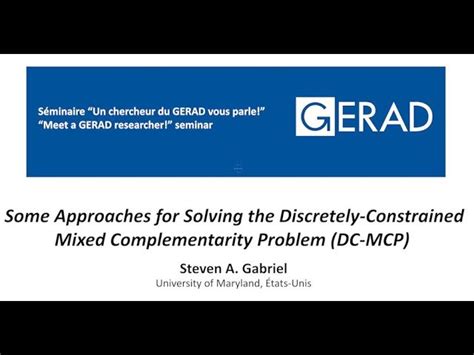 Free Video Some Approaches For Solving The Discretely Constrained Mixed Complementarity Problem