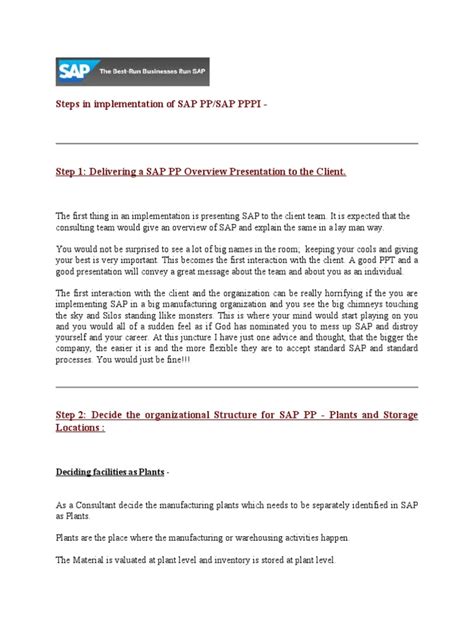 understanding manufacturing processes and designing the foundation for an sap pp implementation