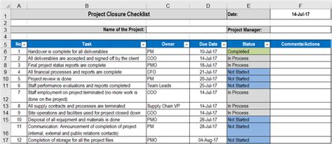 Excel Checklist Template