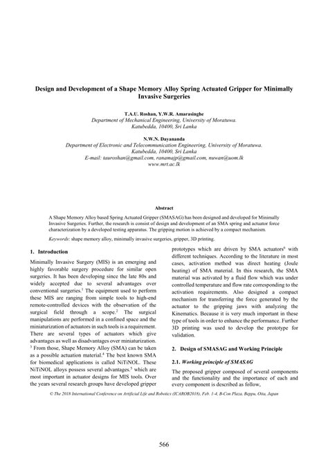 Pdf Design And Development Of A Shape Memory Alloy Spring Actuated