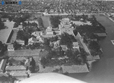 上空より見た名古屋城天守閣付近1936昭和11年6月 城 古写真 いにしえ