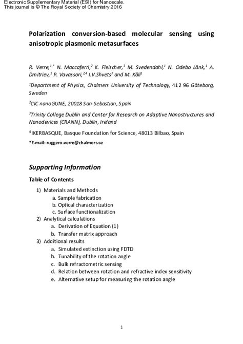 Pdf Polarization Conversion Based Molecular Sensing Using Anisotropic Plasmonic Metasurfaces