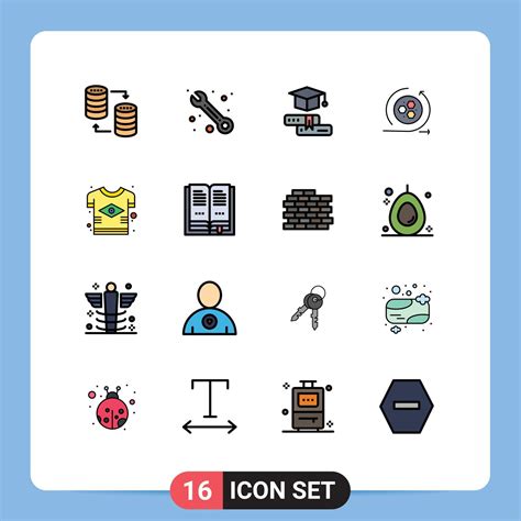 16 User Interface Flat Color Filled Line Pack Of Modern Signs And Symbols Of Brazilian Scince