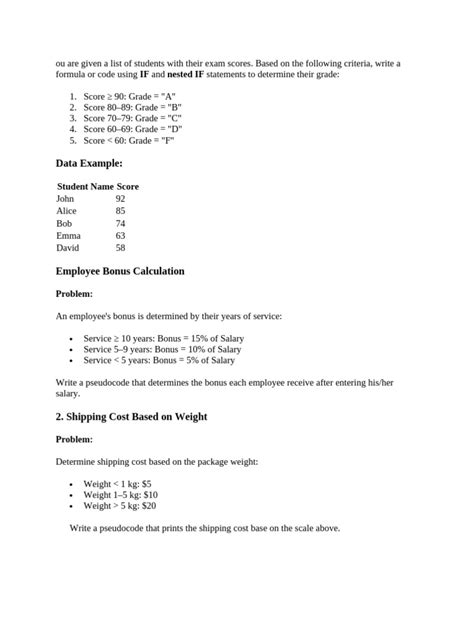 Ifs And Nested Ifs Pdf