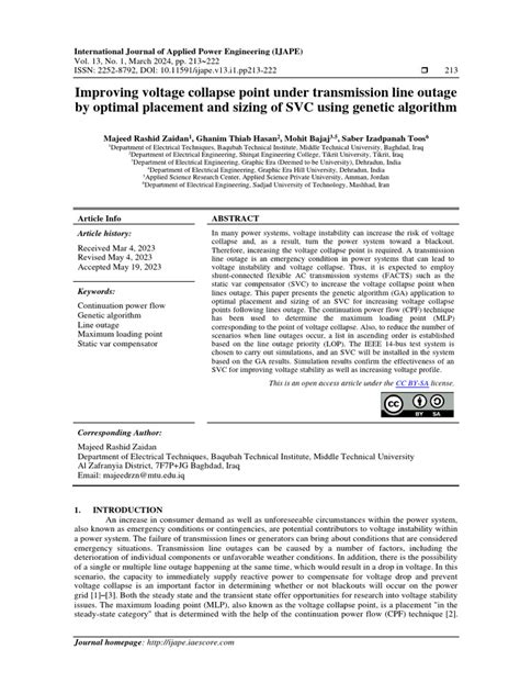 improving voltage collapse point under transmission line outage by optimal placement and sizing