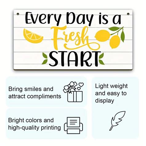 올드 우드 행잉 사인 레몬 모티프 매일 새로운 시작 집 어린이방 현관을 위한 영감을 주는 장식물 다양한 Temu Republic Of Korea