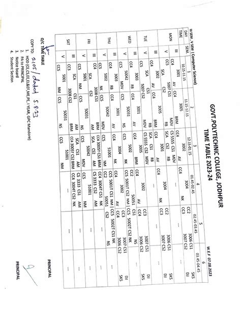 Time Table Cs Pdf