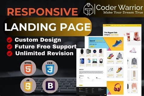 i will create responsive modern landing page design using html and css for 50 freelancer