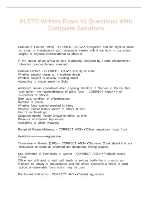 FLETC Written Exam Questions With Complete Solutions FLETC BOP Stuvia US