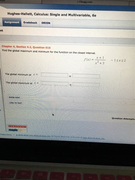 Solved Find The Global Maximum And Minimum For The Function