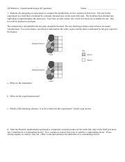 ExperimentalDesign AP Probs Pdf AP Statistics Experimental Design AP Questions Name