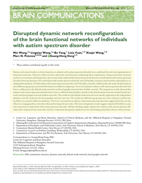 Pdf Disrupted Dynamic Network Reconfiguration Of The Brain Functional Networks Of Individuals