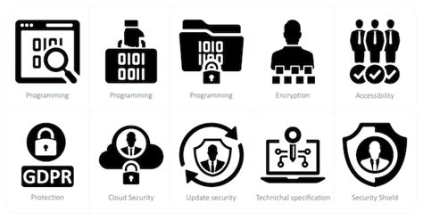 Premium Vector A Set Of 10 Gdpr Icons As Programming Encryption