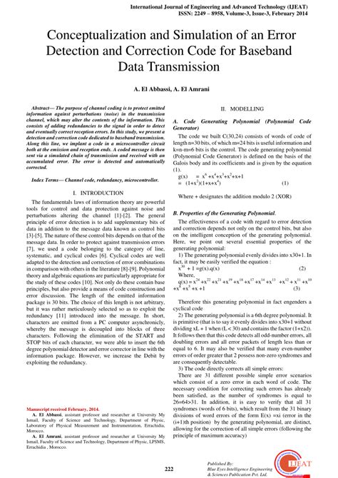 Pdf Conceptualization And Simulation Of An Error Detection And