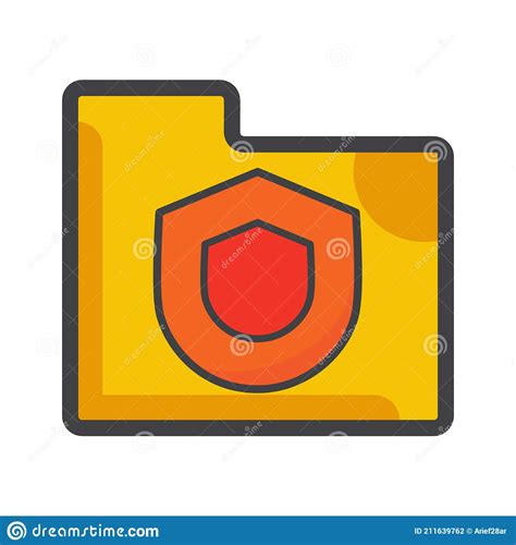 File Folder Icon File Folder With Protection Shield Illustration Flat Vector Icon Stock Vector