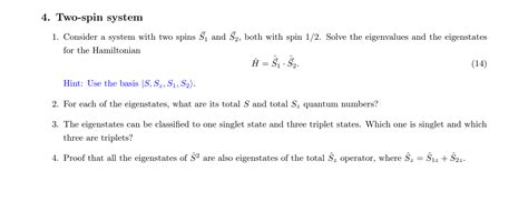 solved 1 consider a system with two spins s1 and s2 both