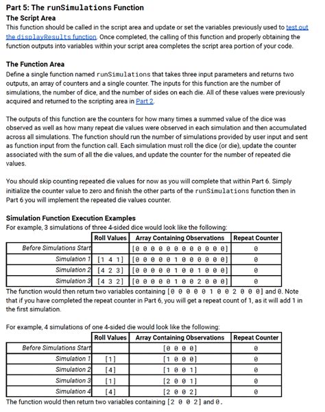 Solved Part 5 The Runsimulations Function The Script Area