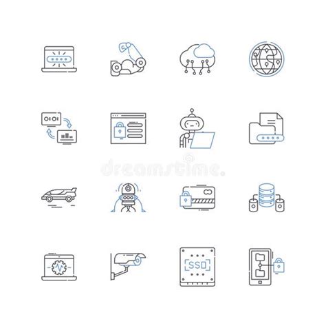 Data Encryption Line Icons Collection Cryptography Security Encryption Privacy Decryption