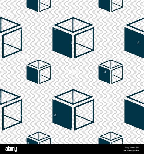 3d Cube Icon Sign Seamless Pattern With Geometric Texture Vector Illustration Stock Vector