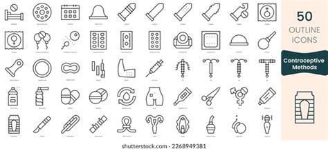 Set Contraceptive Methods Icons Thin Linear Stock Vector Royalty Free 2268949381 Shutterstock