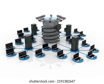 3d Rendering Computer Network Connected Database Stock Illustration