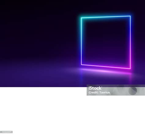 파란색 빨강 보라색 녹색의 네온 사각형은 프레임 디자인을 조명합니다 추상적인 우주의 생생한 컬러 사각형 배경 복사 공간이 있는