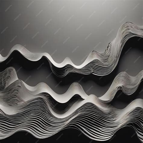 Premium Ai Image 3d Rendering Paper Cut Wave Pattern Black Backdrop For Background