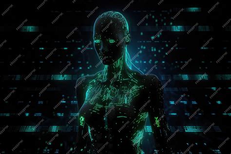 Premium Ai Image Digital Human Robot Matric Backdrop For Machine Learning