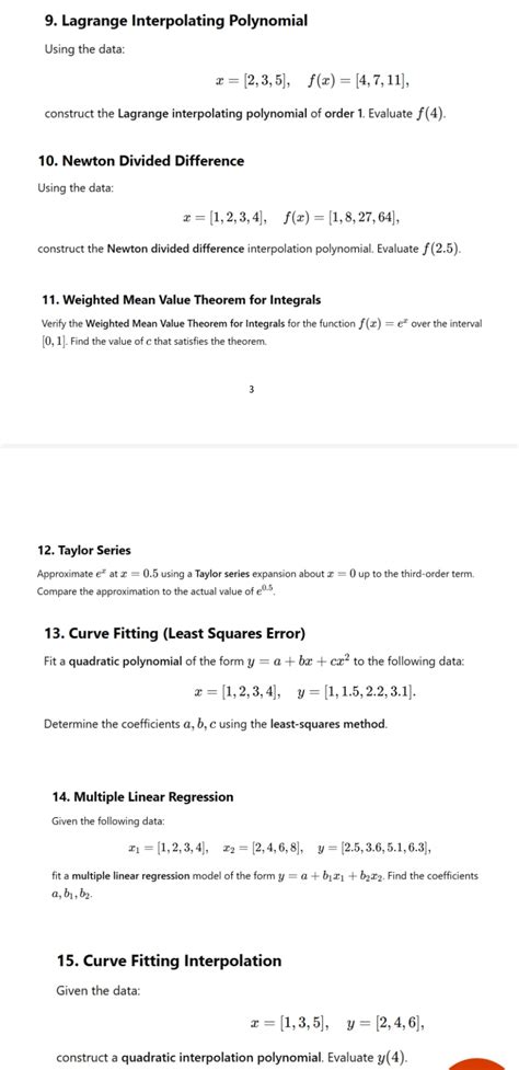[solved] lagrange interpolating polynomial using the data