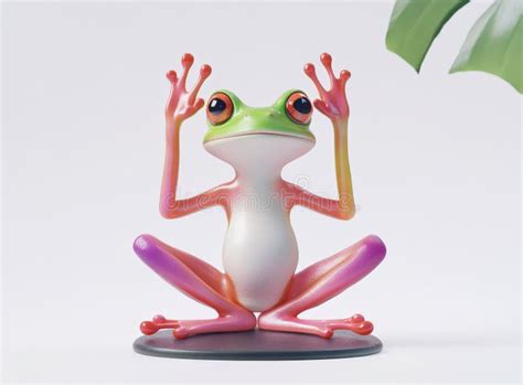 A Small Frog Figurine Is Gracefully Sitting In A Lotus Position On A