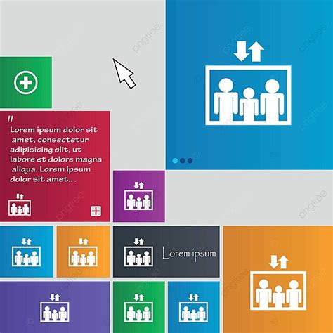 vector illustration of modern elevator interface website buttons with cursor pointer and symbol