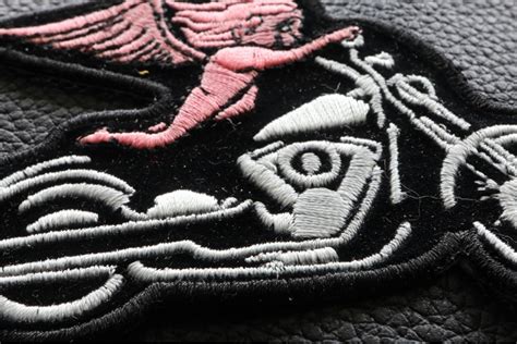 Pink Biker Angel On Motorcycle Patch Biker Vest Patches Sew Or Iron