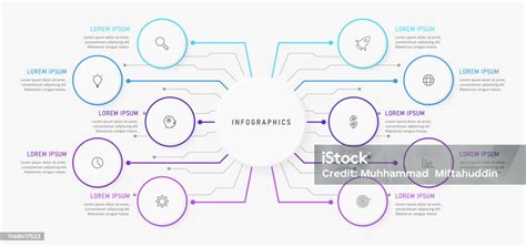 벡터 인포 그래픽 레이블 디자인 템플릿과 아이콘과 10 옵션 또는 단계 프로세스 다이어그램 프리젠 테이션 워크 플로우 레이아웃 배너 플로우 차트 정보 그래프에 사용할 수