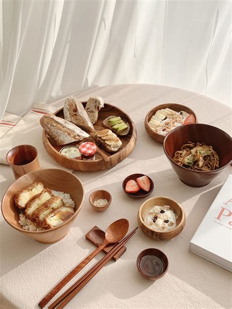 주식회사굿바이브 레트로 우드 접시 모음 홈카페 감성 우드볼 원목 플레이트 캠핑 나무 그릇 종지 위시버킷