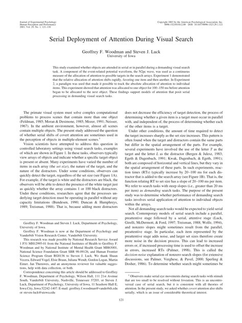 Pdf Serial Deployment Of Attention During Visual Search
