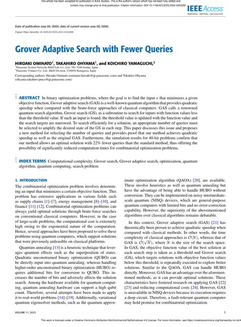 Pdf Grover Adaptive Search With Fewer Queries