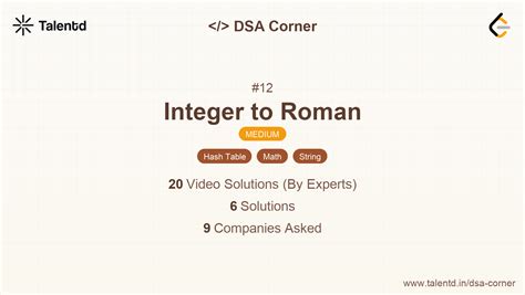 integer to roman dsa problem talentd
