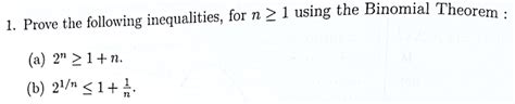 Solved 1 Prove The Following Inequalities For N≥1 Using