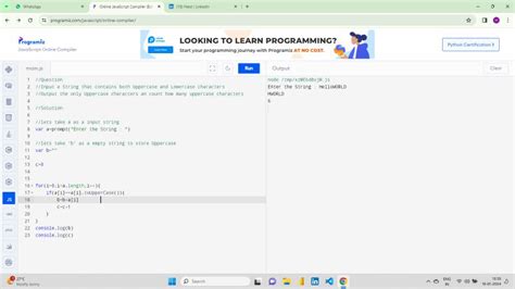 G Harish On Linkedin Task Is To Print And Count How Many Uppercase Characters Are Present In