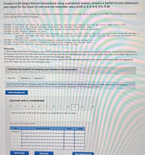 solved problem 6 6a algo record transactions using a