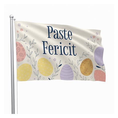 Steag „paște Fericit” Dimensiune 80 X 120 Cm Material Standard Finisaj Buzunar Pt Bat