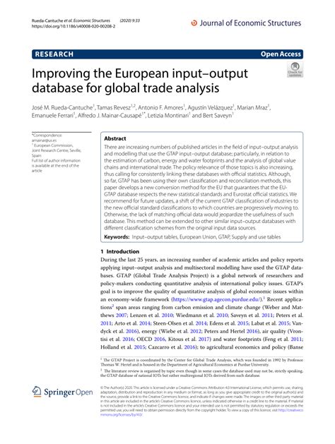 Pdf Improving The European Inputoutput Database For Global Trade Analysis