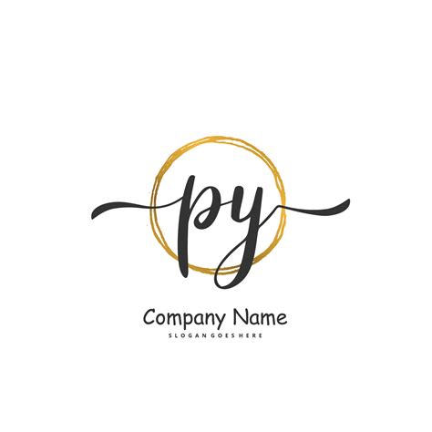 PY Initial Handwriting And Signature Logo Design With Circle Beautiful Design Handwritten Logo