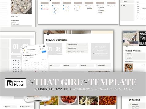 Notion Dashboard Template Notion Life Planner Aesthetic Digital Planner That Girl Planner Life