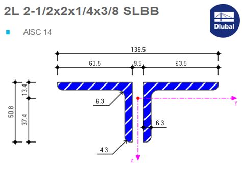 2l 2 1 2x2x1 4x3 8 Slbb Aisc 14 Cross Section Properties And Analysis Dlubal Software