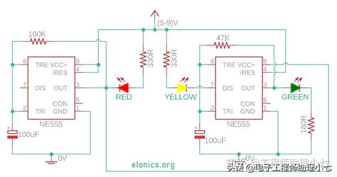 基于555定时器的红绿灯电路设计，元器件清单工作原理视频讲解 知乎