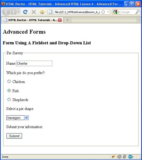 Advanced Forms HTML Doctor
