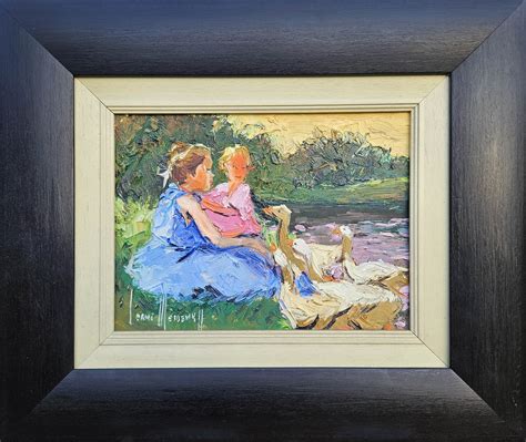Corne Weideman Mother And Daughter With Ducks 30 X 22cm The Art
