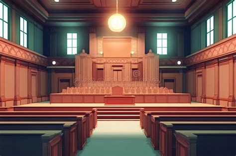 Empty Courtroom Awaiting Trial Or Hearing 3d Illustration Stock Illustration Illustration Of